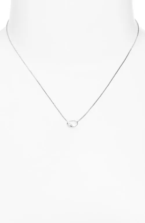 Nordstrom Bezel Cubic Zirconia Solitaire Pendant Necklace - Clear- Silver
