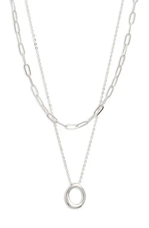 Nordstrom Demi Fine Paper Clip Pendant Necklace - Sterling Silver Plated