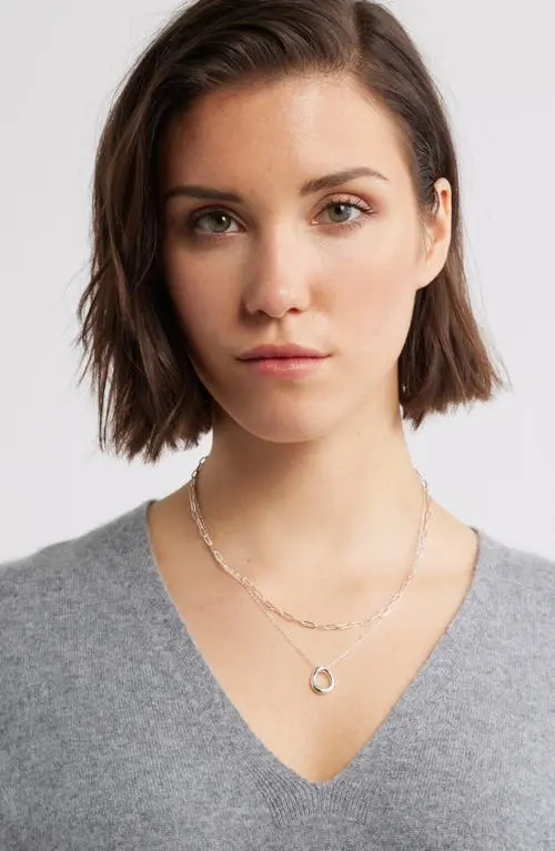 Nordstrom Demi Fine Paper Clip Pendant Necklace - Sterling Silver Plated