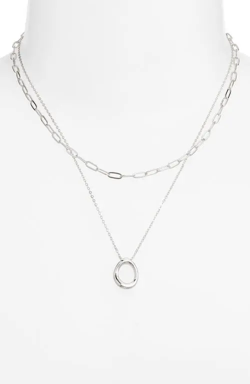Nordstrom Demi Fine Paper Clip Pendant Necklace - Sterling Silver Plated