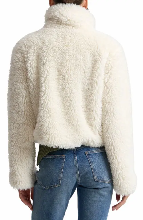 Avec Les Filles Crop Faux Shearling Zip Jacket