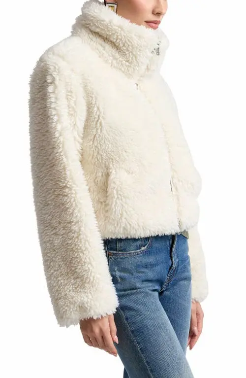 Avec Les Filles Crop Faux Shearling Zip Jacket