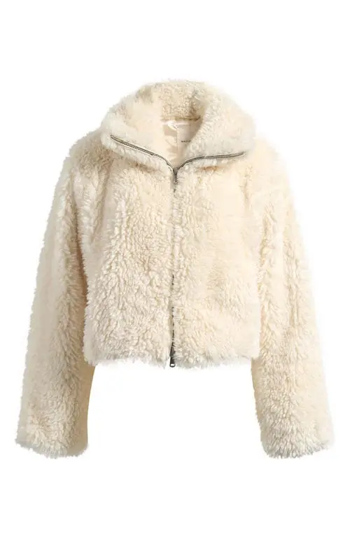 Avec Les Filles Crop Faux Shearling Zip Jacket