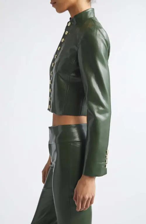 Alice + Olivia Emerson Faux Leather Crop Jacket