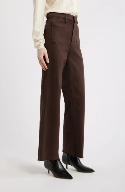 FRAME High Waist Wide Leg Jeans With Raw Hem