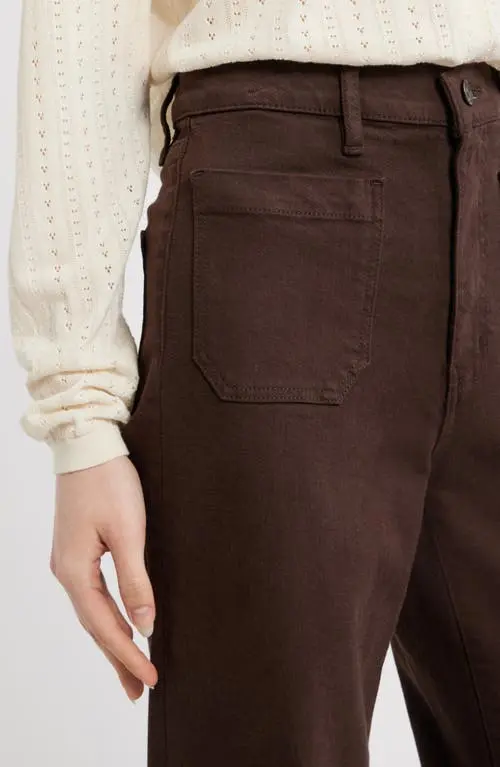 FRAME High Waist Wide Leg Jeans With Raw Hem