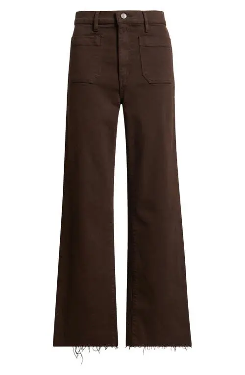 FRAME High Waist Wide Leg Jeans With Raw Hem