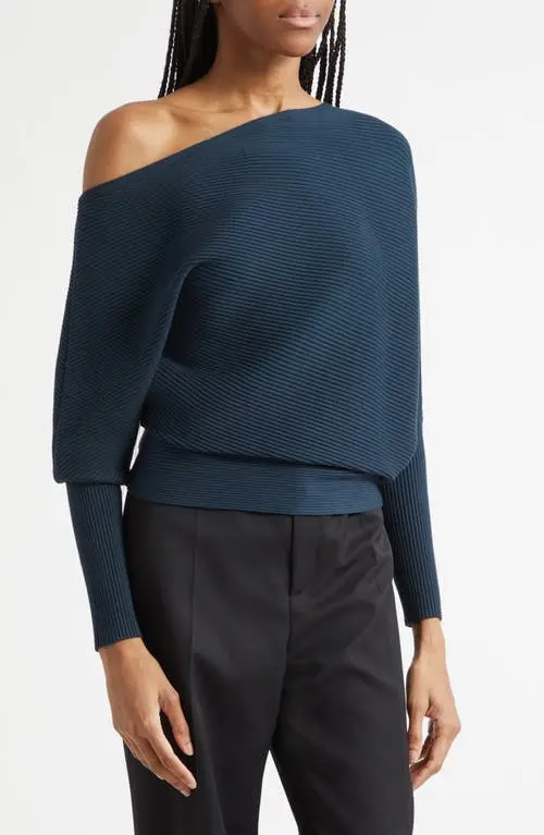 REISS Lorna Rib Knit Off The Shoulder Top