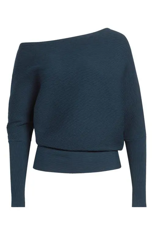 REISS Lorna Rib Knit Off The Shoulder Top