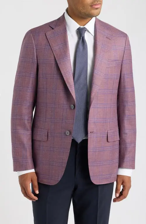 HERITAGE GOLD Purple Check Slub Wool Blend Sport Coat - Lilac