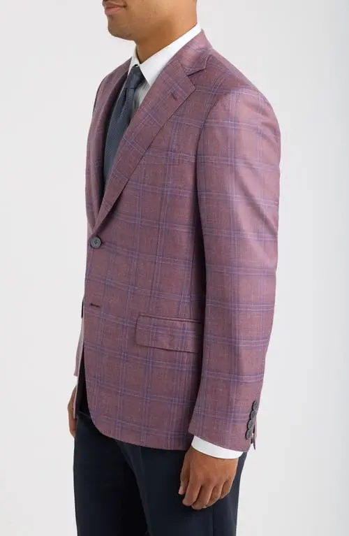 HERITAGE GOLD Purple Check Slub Wool Blend Sport Coat