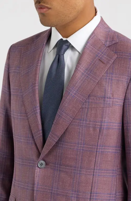 HERITAGE GOLD Purple Check Slub Wool Blend Sport Coat