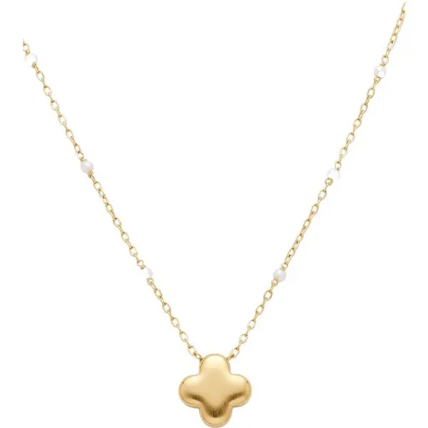Argento Vivo White Enamel Puffy Clover Necklace - Gold
