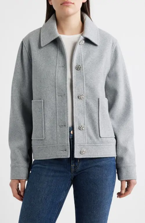 CECE DUPRAZ Jewel Button Flannel Jacket - Lt Grey