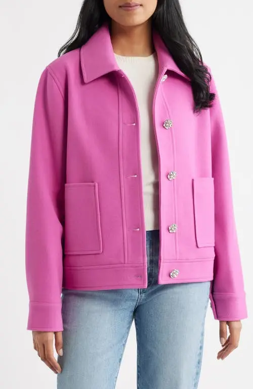 CECE DUPRAZ Jewel Button Flannel Jacket - Pink