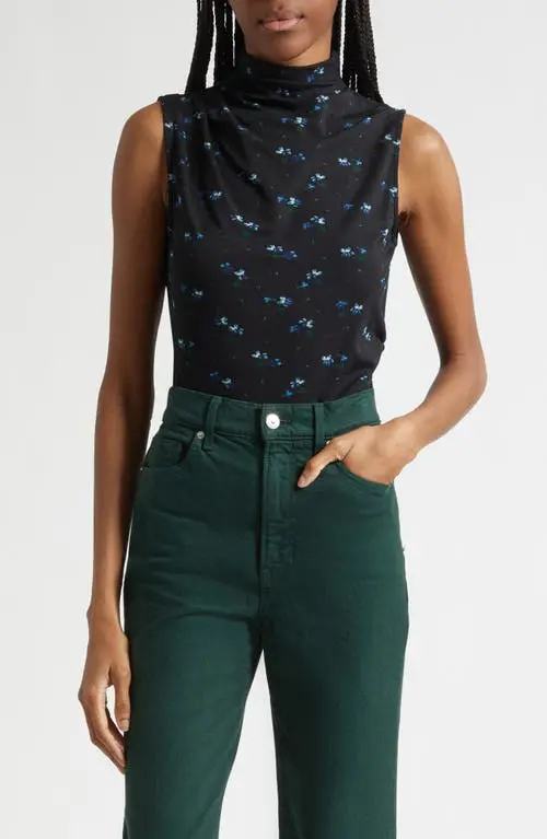 Veronica Beard Mylie Floral Sleeveless Top - Black Multi