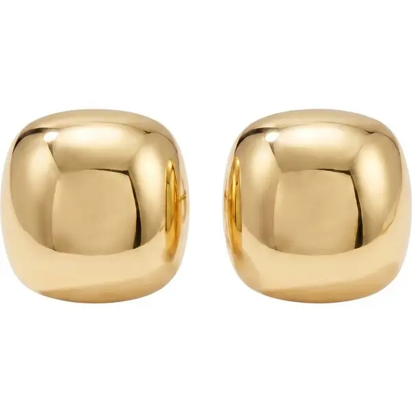 Argento Vivo Puffed Square Button Stud Earrings - Gold