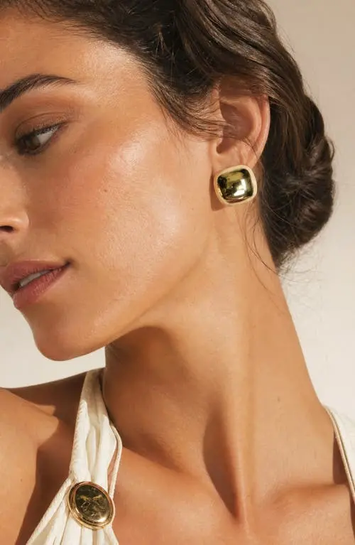 Argento Vivo Puffed Square Button Stud Earrings