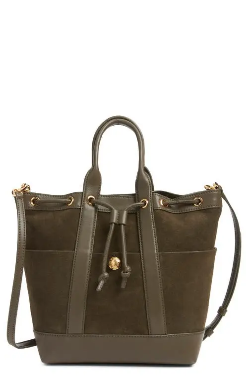 Veronica Beard Goody Bag Suede & Leather Bucket Bag - Cypress