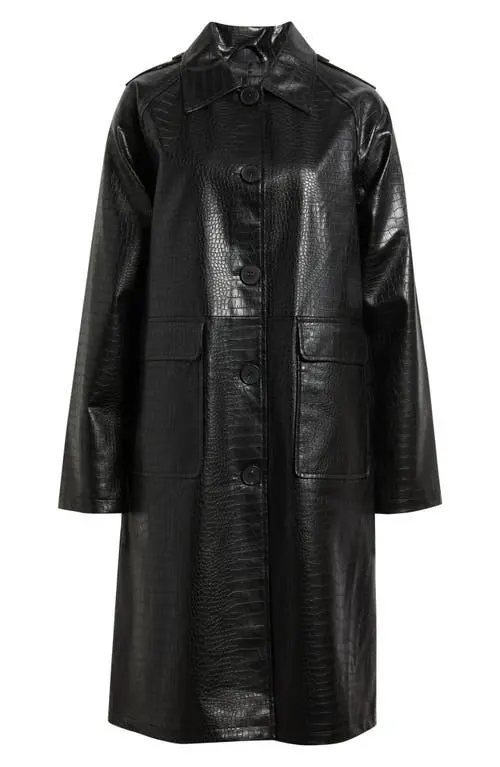 Bernardo Croc Embossed Faux Leather Trench Coat