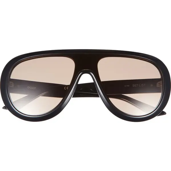 Quay Set List 134mm Aviator Shield Sunglasses - Black/tan