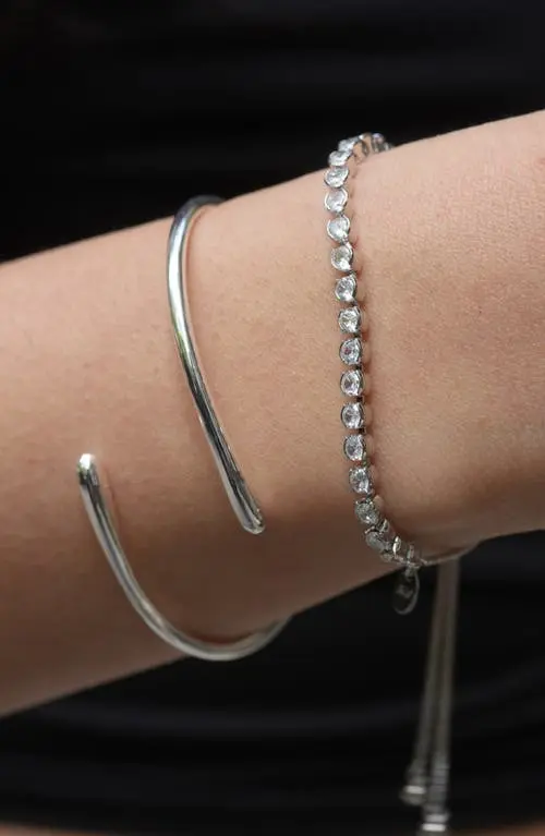 Argento Vivo Set Of 2 Bypass Cuff And Adjustable Tennis Bracelets