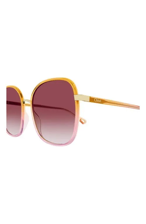 Chloé 56mm Gradient Polarized Square Sunglasses