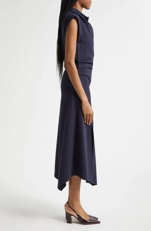 REISS Harlan Ruched Cowl Neck Midi Dress