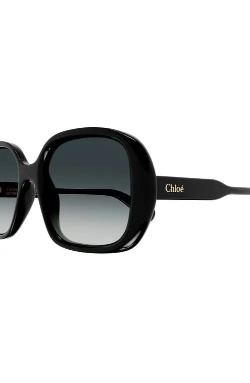 Chloé 55mm Gradient Polarized Square Sunglasses