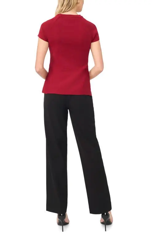 Vince Camuto Short Sleeve Ribbed Peplum Sweater