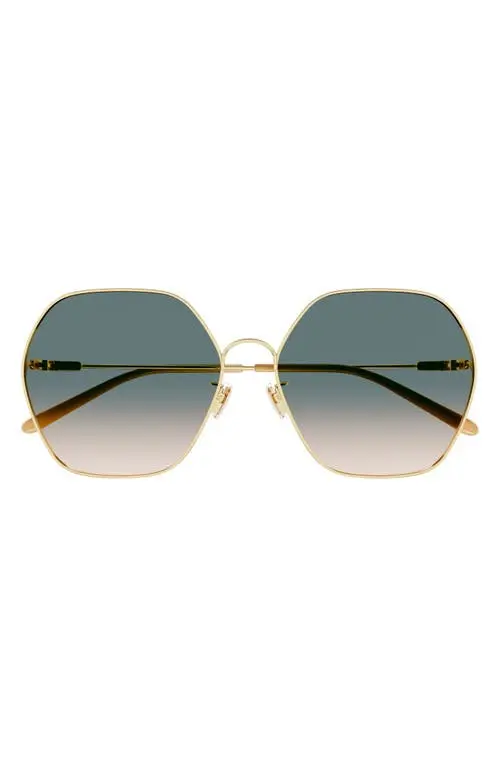 Chloé 61mm Gradient Polarized Irregular Round Sunglasses