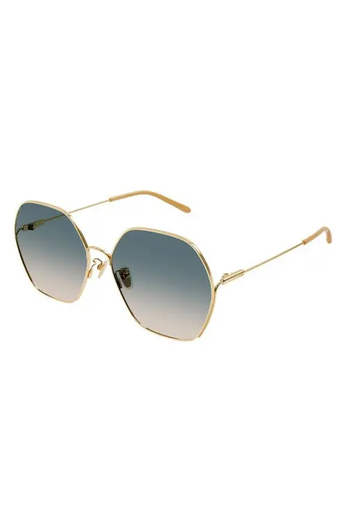 Chloé 61mm Gradient Polarized Irregular Round Sunglasses