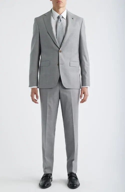 JACK VICTOR Esprit Contemporary Fit Glen Check Super 100s Wool Suit - Light Grey