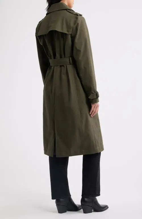 Bernardo Belted Stretch Cotton Trench Coat - Olive