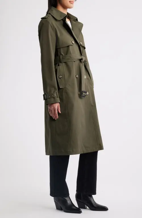 Bernardo Belted Stretch Cotton Trench Coat - Olive