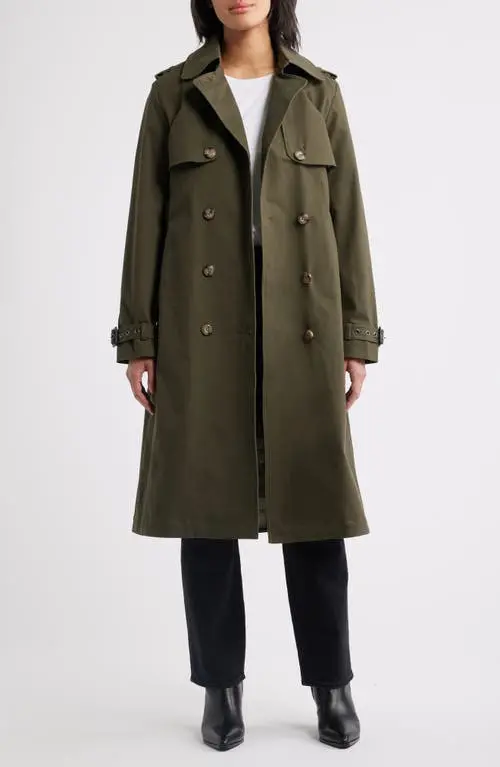 Bernardo Belted Stretch Cotton Trench Coat - Olive