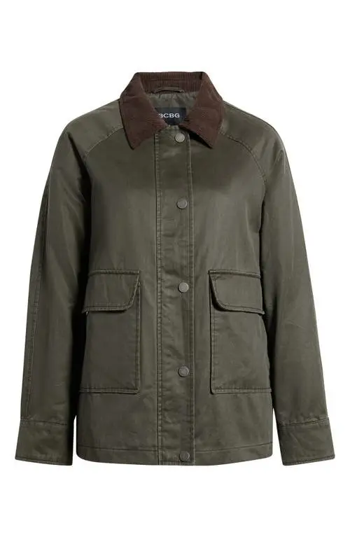 Bcbgmaxazria Corduroy Collar Cotton Barn Jacket - Army