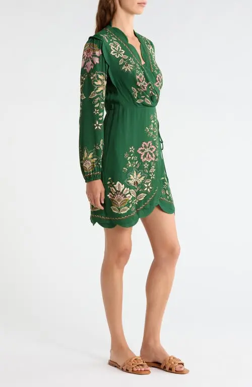 Farm Rio Garden Delight Long Sleeve Wrap Dress