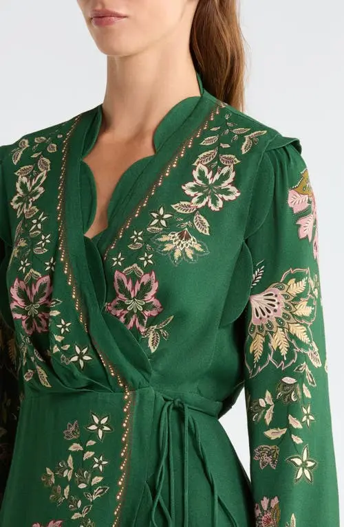Farm Rio Garden Delight Long Sleeve Wrap Dress