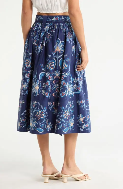 Farm Rio Winter Loom A-line Midi Skirt