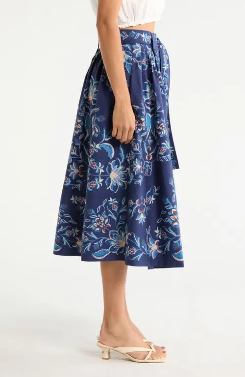 Farm Rio Winter Loom A-line Midi Skirt
