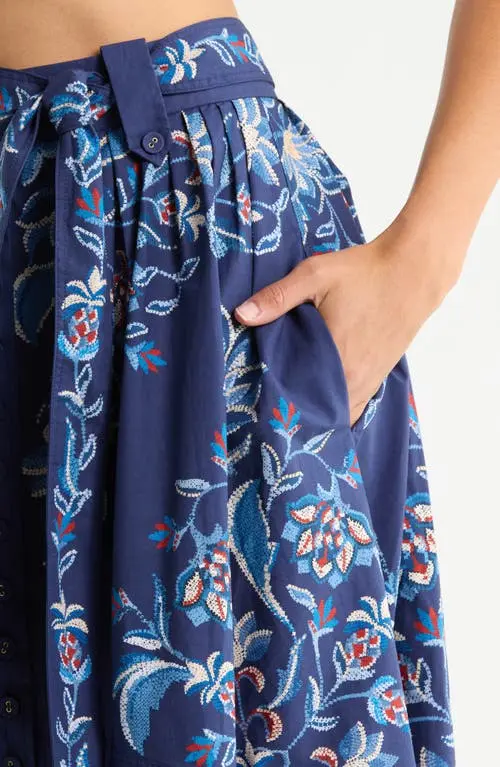 Farm Rio Winter Loom A-line Midi Skirt