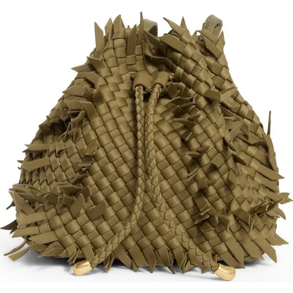 NAGHEDI Gramercy Medium Frayed Bucket Bag - Green Tea