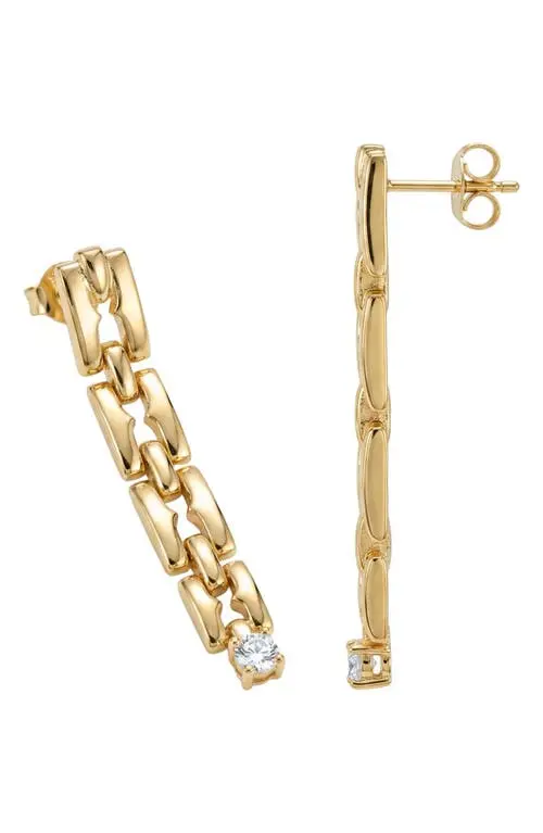 Argento Vivo Linear Cubic Zirconia Drop Earrings - Gold