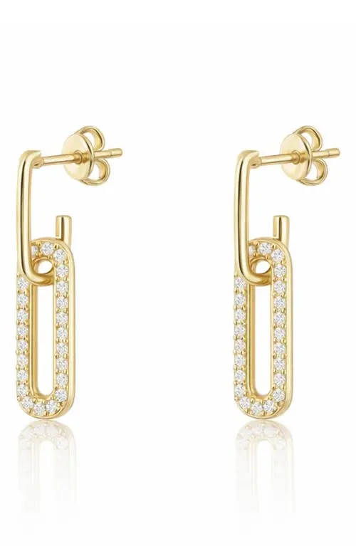 Argento Vivo Paper Clip Pavé Linear Drop Earrings - Gold