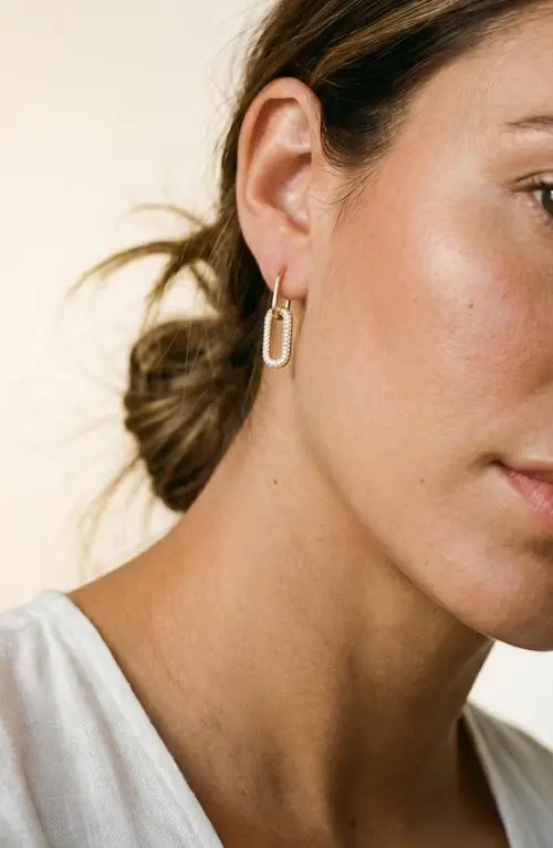 Argento Vivo Paper Clip Pavé Linear Drop Earrings