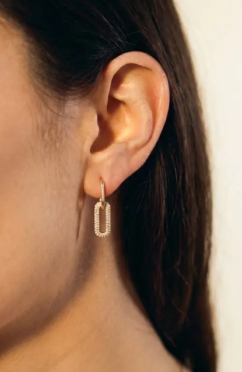 Argento Vivo Paper Clip Pavé Linear Drop Earrings