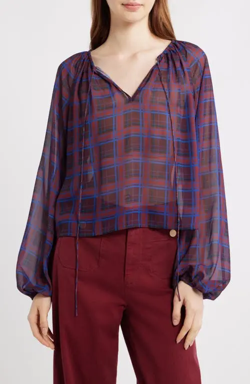 FRAME Plaid Balloon Top