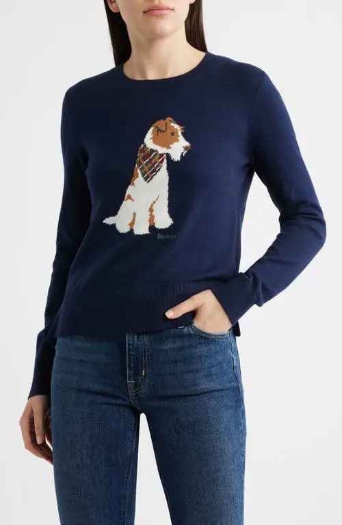 Barbour Berkley Intarsia Cotton & Cashmere Sweater - Navy