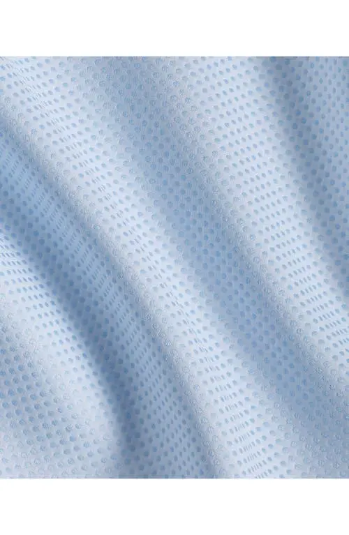 David Donahue Trim Fit Light Blue Dobby Dot Cotton Dress Shirt - Sky